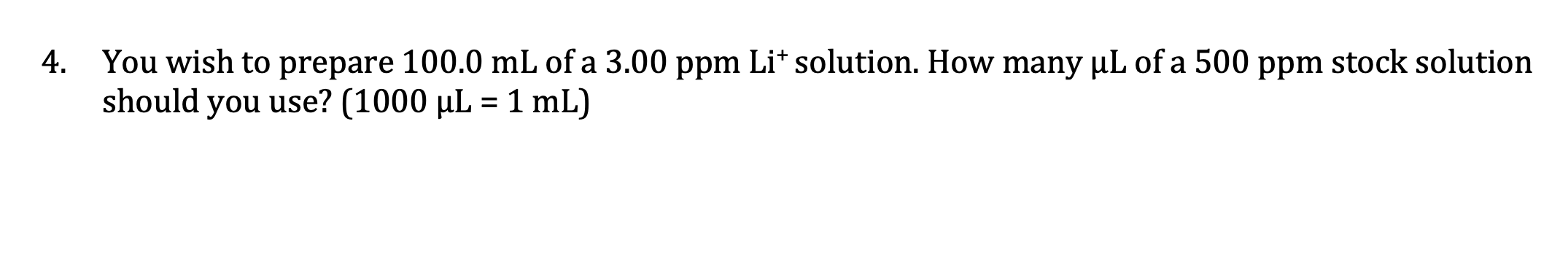4. You wish to prepare 100.0 mL of a | Chegg.com