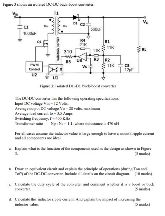 Solved Figure 3 shows an isolated DC-DC buck-boost | Chegg.com