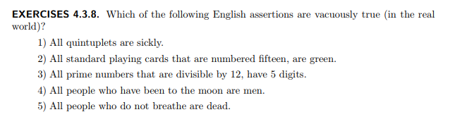 Solved EXERCISES 4.3.8. Which of the following English | Chegg.com