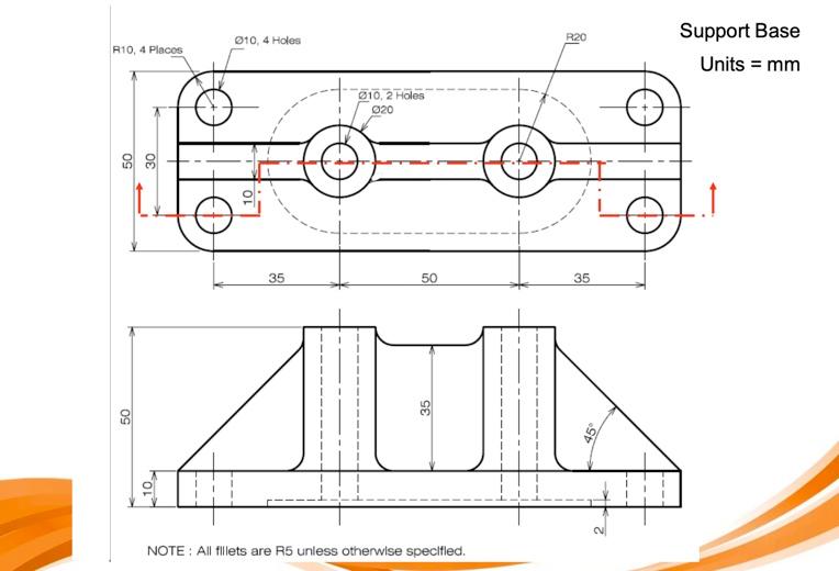 Solved In AutoCAD, draw the top view and front section of | Chegg.com