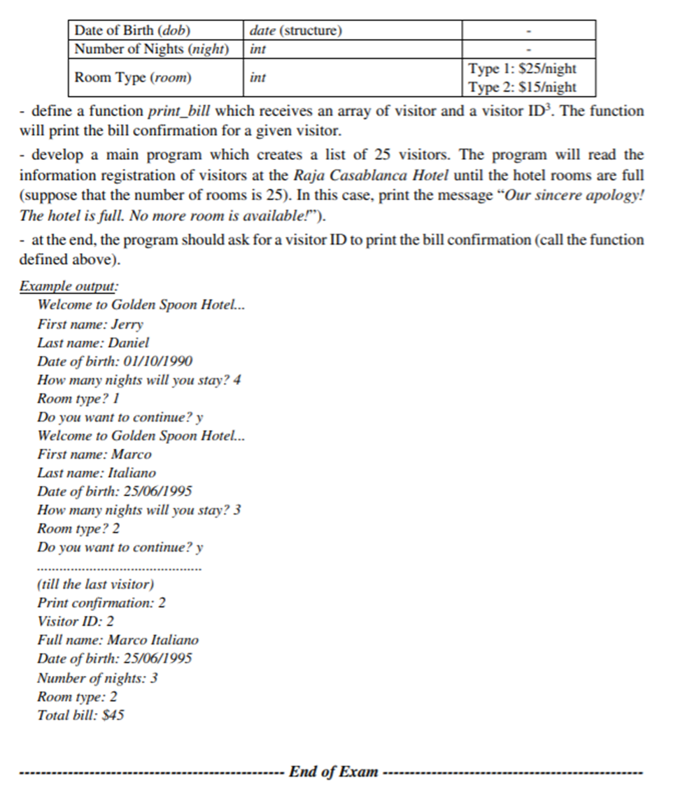 Solved Ex4: Structure and Functions (25pts) Write a C | Chegg.com