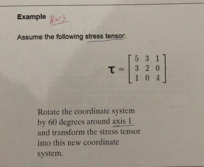 Solved Example Assume the following stress tensor: 5 3 11 T | Chegg.com