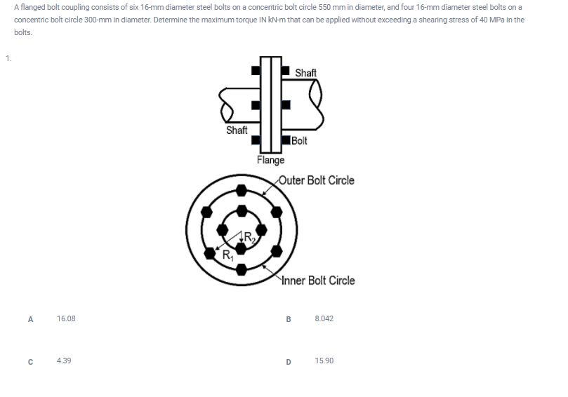 Solved A flanged bolt coupling consists of six 16-mm | Chegg.com