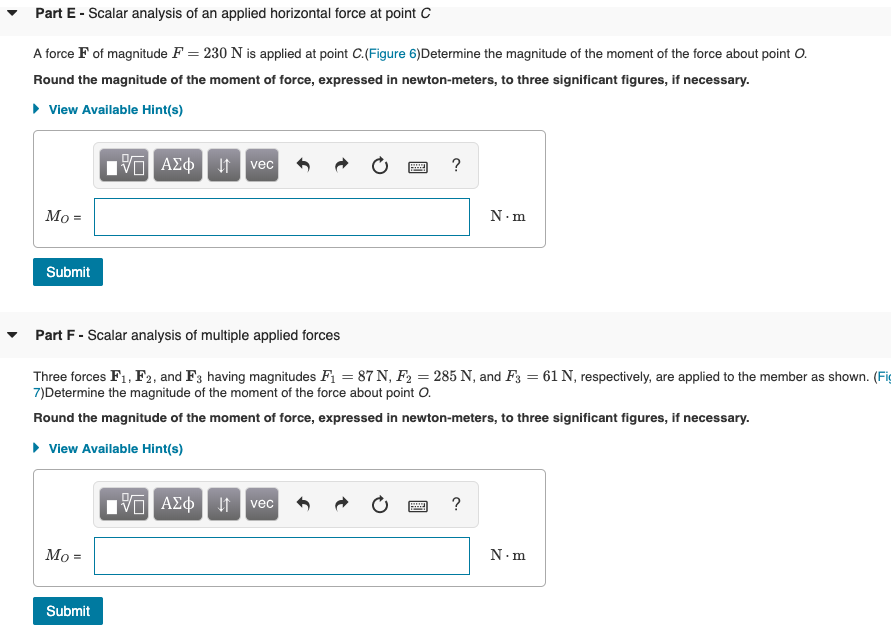 Solved Part A - Scalar analysis of an applied horizontal | Chegg.com