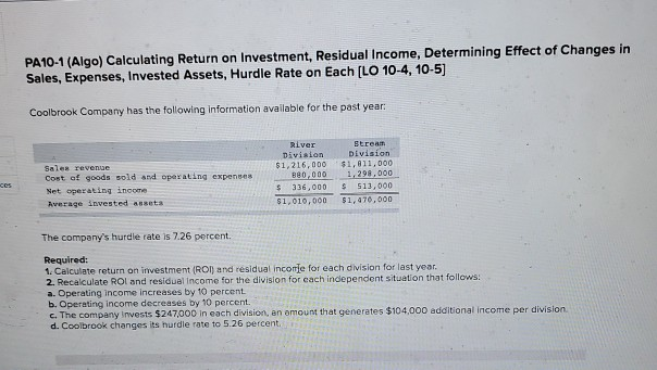 Solved PA10-1 (Algo) Calculating Return on Investment, | Chegg.com