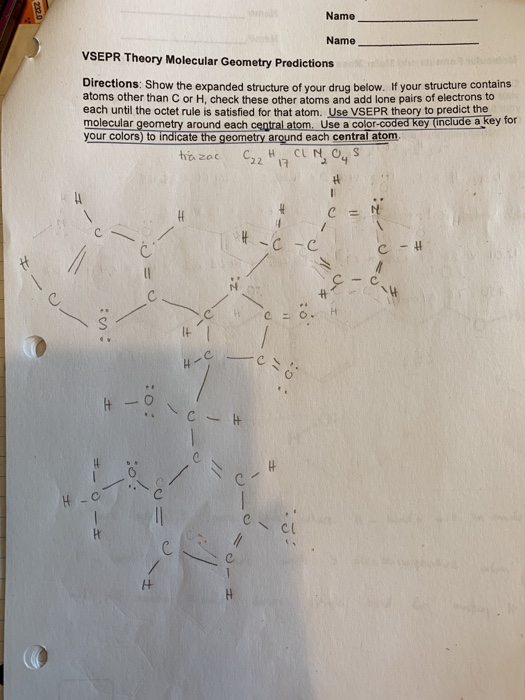 Solved Name Name VSEPR Theory Molecular Geometry Predictions | Chegg.com
