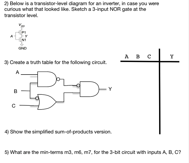 Solved 2) Below is a transistor-level diagram for an | Chegg.com