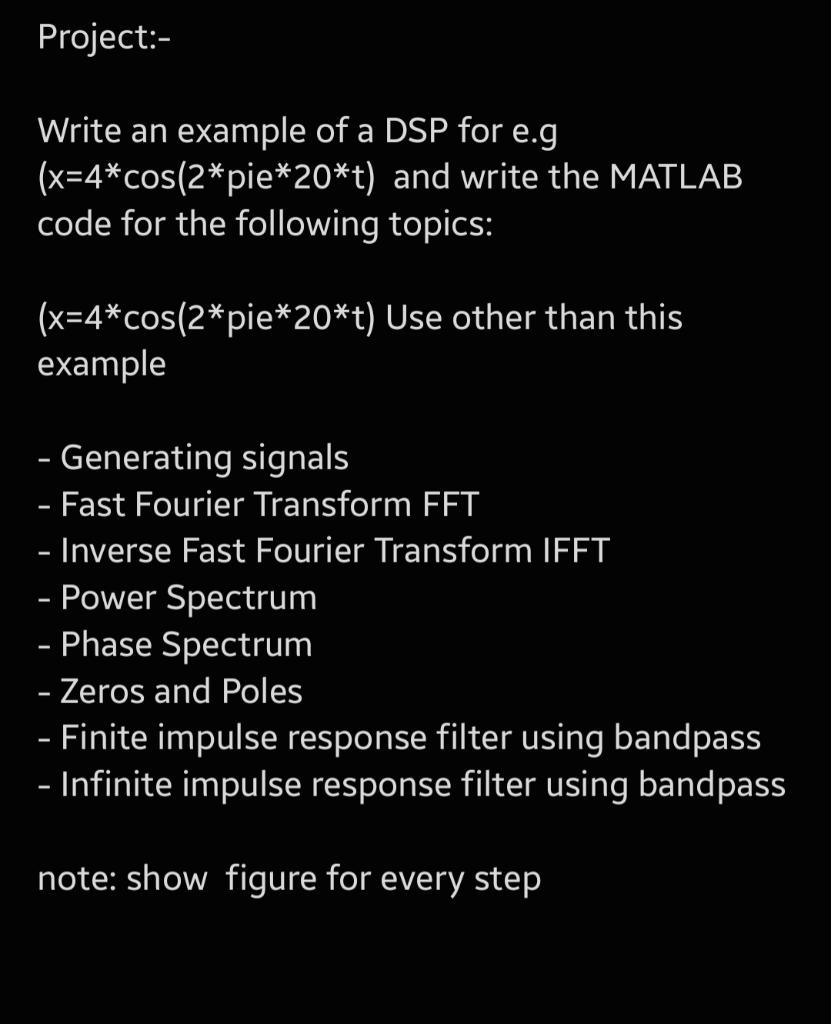 Solved Dsp project, Write the example and apply the steps | Chegg.com