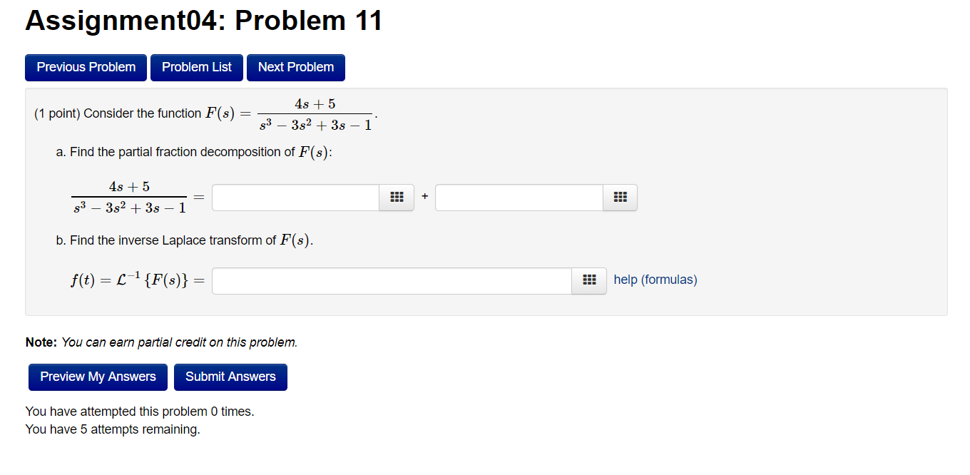 Solved Assignment04: Problem 11 Previous Problem Problem | Chegg.com