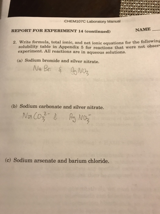 Solved CHEM107C Laboratory Manual REPORT FOR EXPERIMENT 14 | Chegg.com