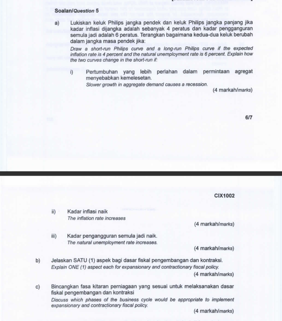 Solved Soalan/Question 5 a) Lukiskan keluk Philips jangka | Chegg.com