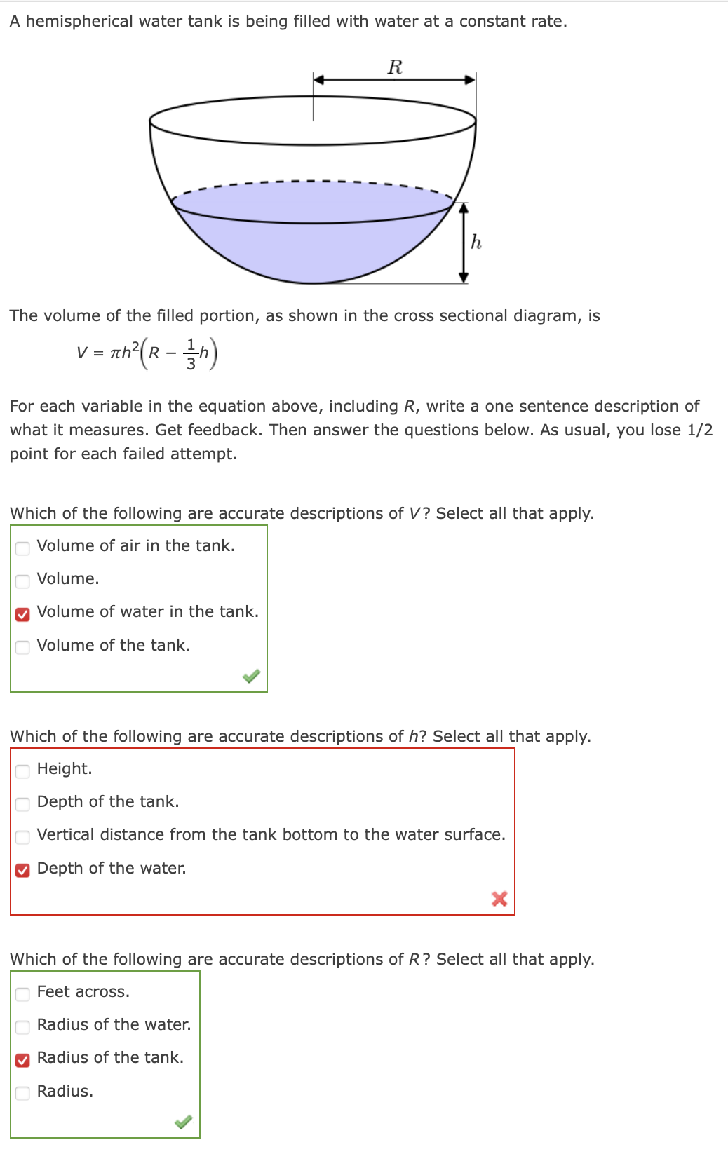 Solved Water is poured into a conical tank at a constant | Chegg.com