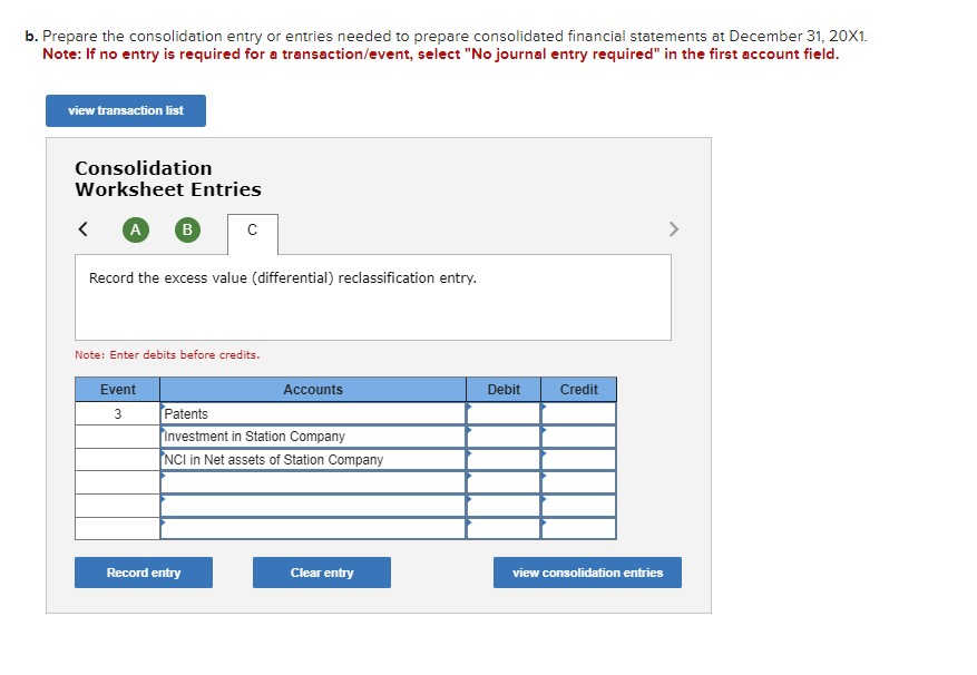 Solved Prepare the consolidation entry or entries needed to | Chegg.com