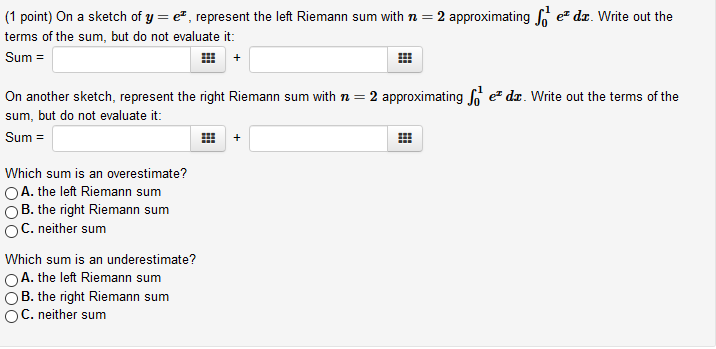 Solved On a sketch of y=ex, represent the left Riemann sum | Chegg.com