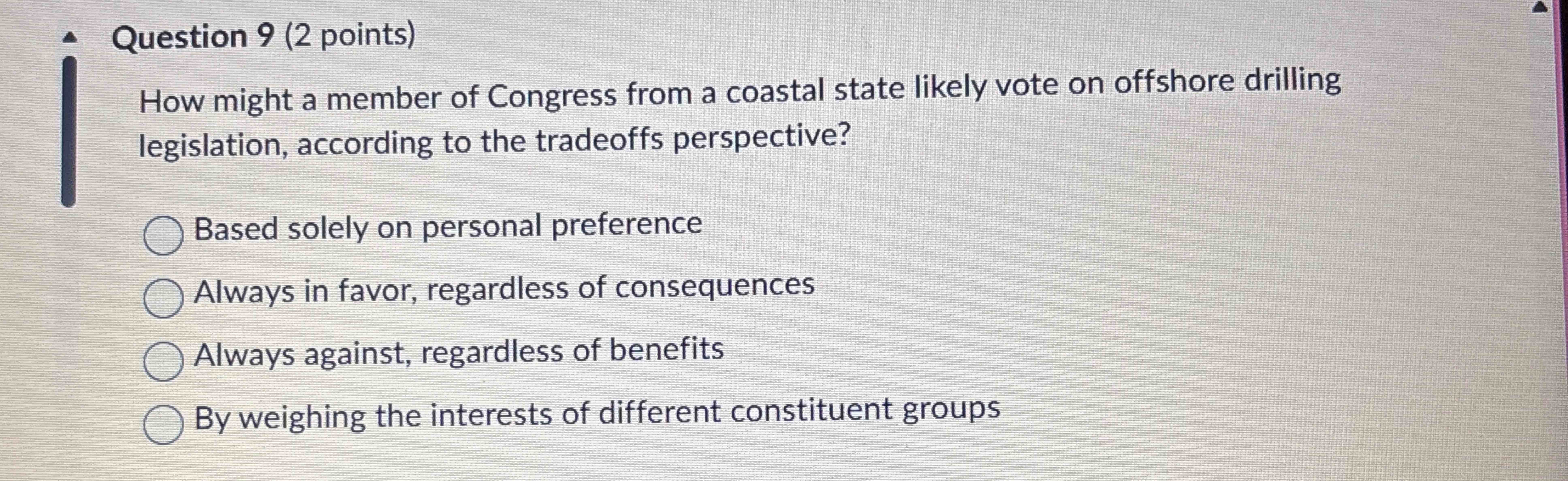 Solved Question 9 (2 ﻿points)How might a member of Congress | Chegg.com