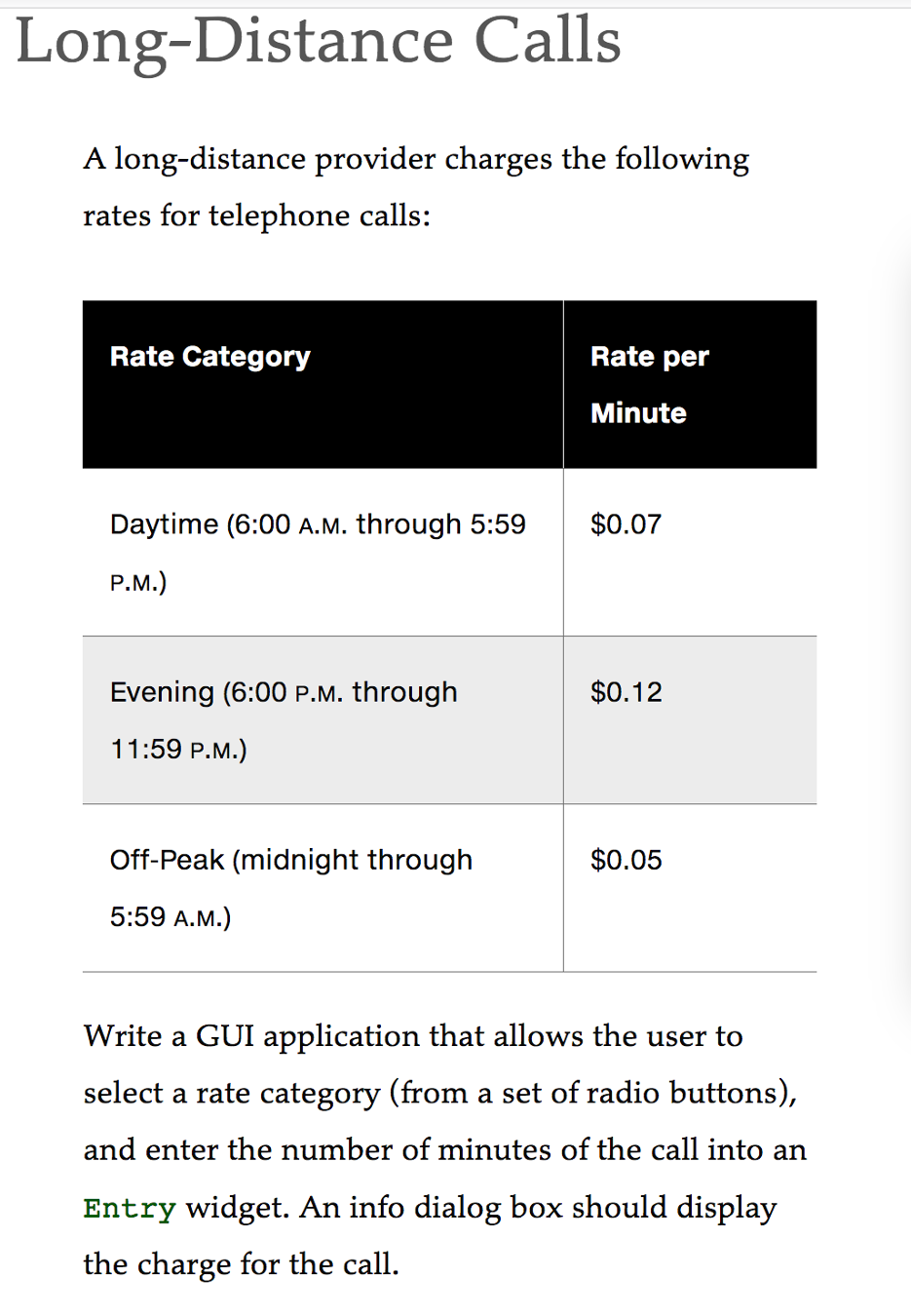 Solved Long-Distance Calls A long-distance provider charges | Chegg.com