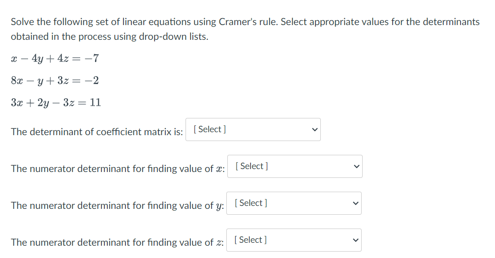 Solved Solve the following set of linear equations using | Chegg.com