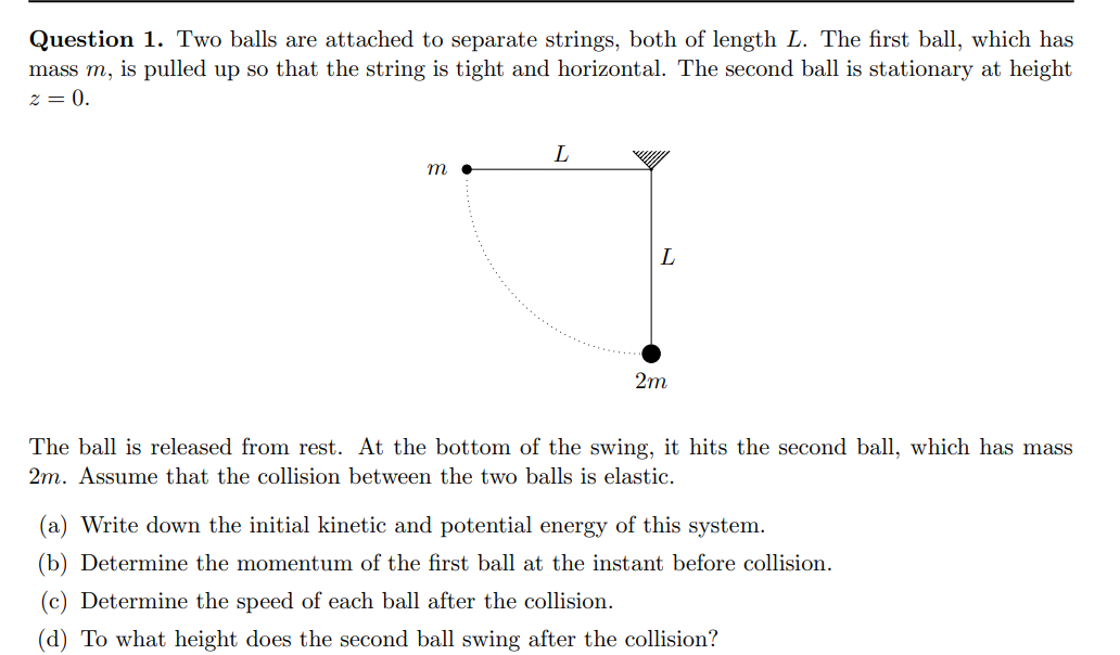 Solved Two balls are attached to separate strings, both of | Chegg.com