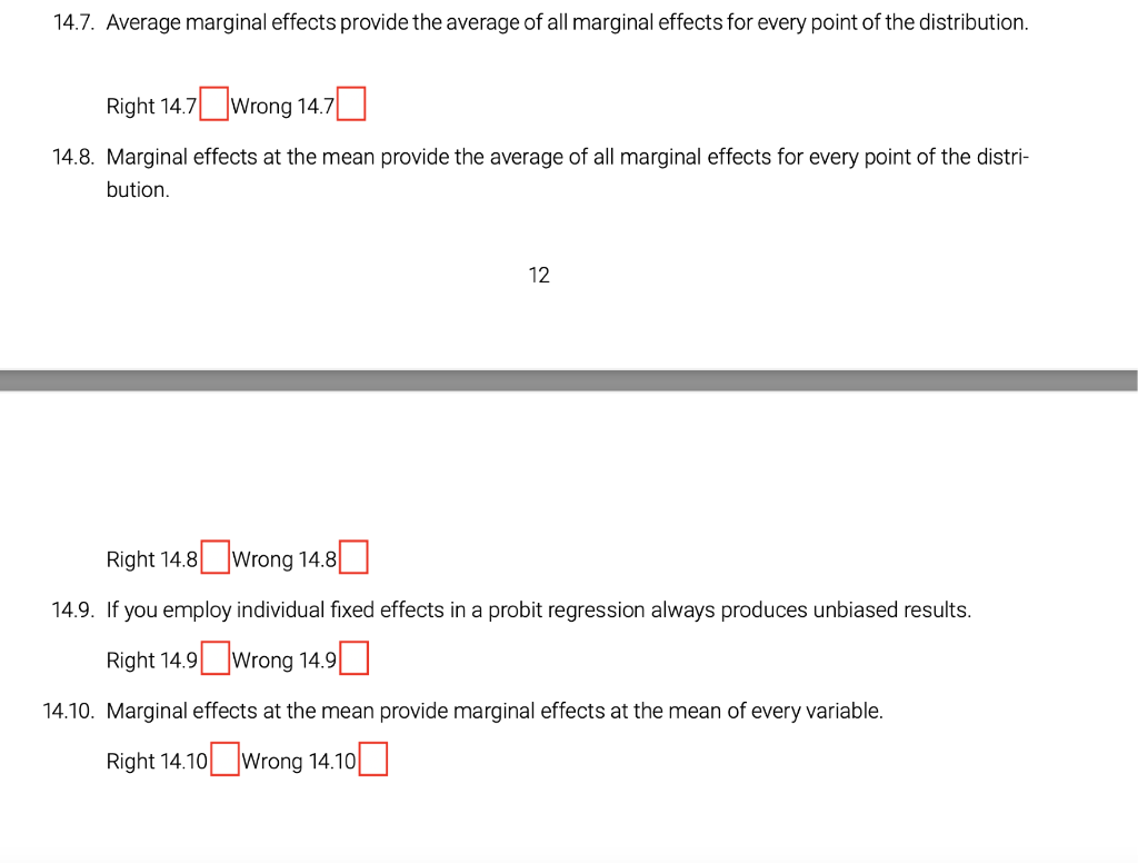 Solved 14.7. Average marginal effects provide the average of | Chegg.com