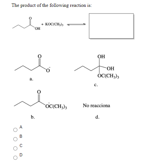 Solved The product of the following reaction is: + KOC(CH3)3 | Chegg.com
