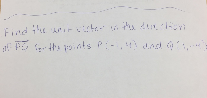 Solved Find the unit vector in the direction of PQ for the | Chegg.com