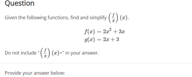 Solved Given the following functions, find and simplify | Chegg.com