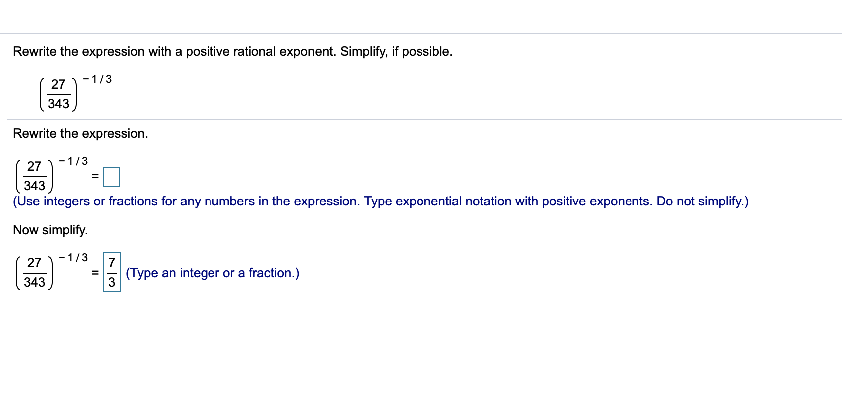 Solved Rewrite the expression with a positive rational | Chegg.com