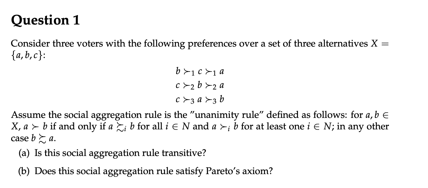 Solved Consider three voters with the following preferences | Chegg.com
