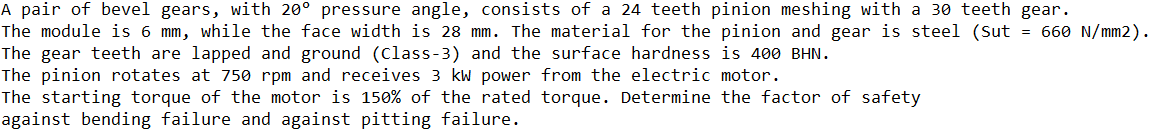 Solved A pair of bevel gears, with 20° pressure angle, | Chegg.com