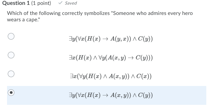 Solved Question 1 (1 point) Saved Which of the following | Chegg.com