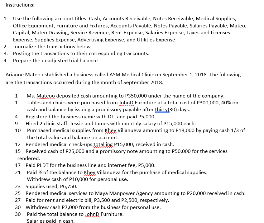 Solved Instructions: 1. Use the following account titles: | Chegg.com