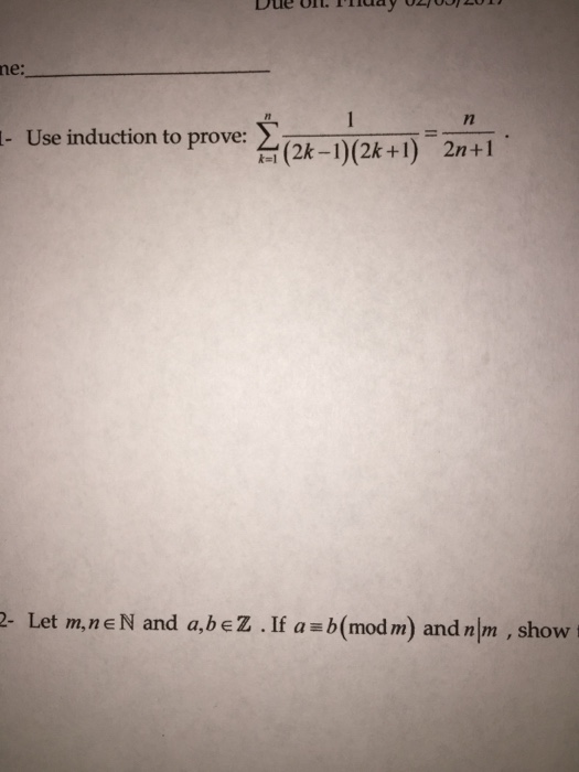 Solved Use induction to prove: sigma^n_k = 1 1/(2k - 1) (2k | Chegg.com