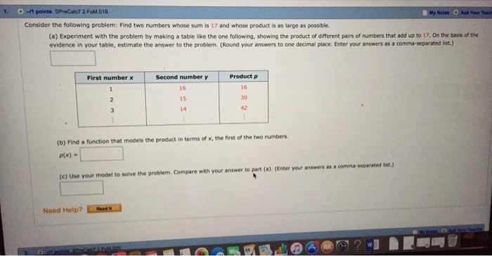 Solved 1. Consider the following probiem: Find two numbers | Chegg.com