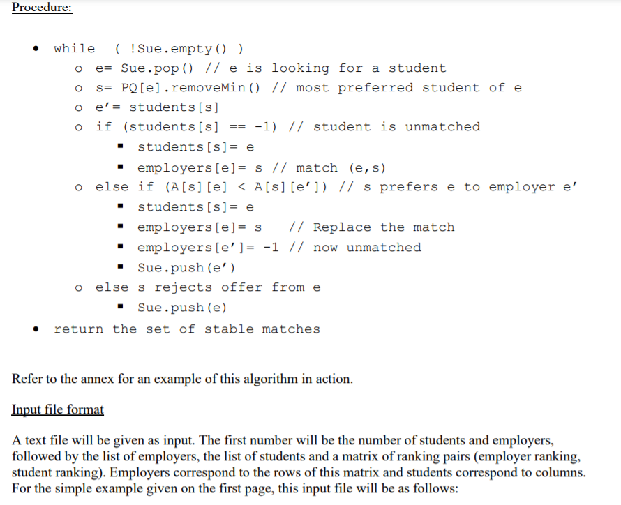The Stable Matching problem Problem Description This | Chegg.com