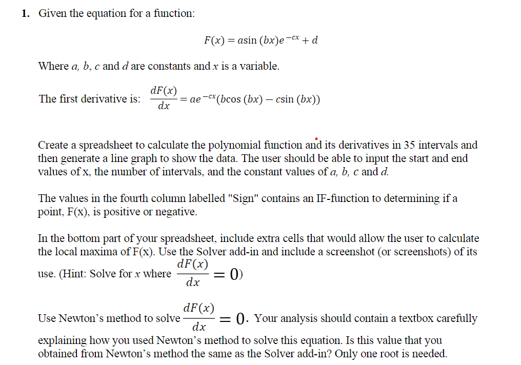 1. Given the equation for a function: | Chegg.com