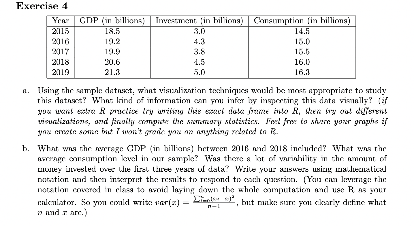Solved Exercise 4 a. Using the sample dataset, what | Chegg.com