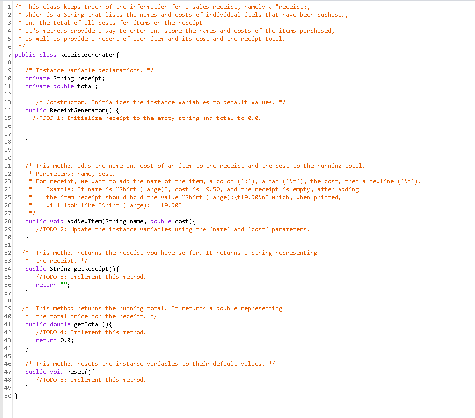 Solved Hello, so I have the code for ReceptGenerator as | Chegg.com