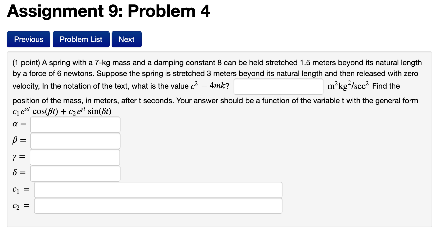 Solved Assignment 9 Problem 4 Previous Problem List Next 1 5916