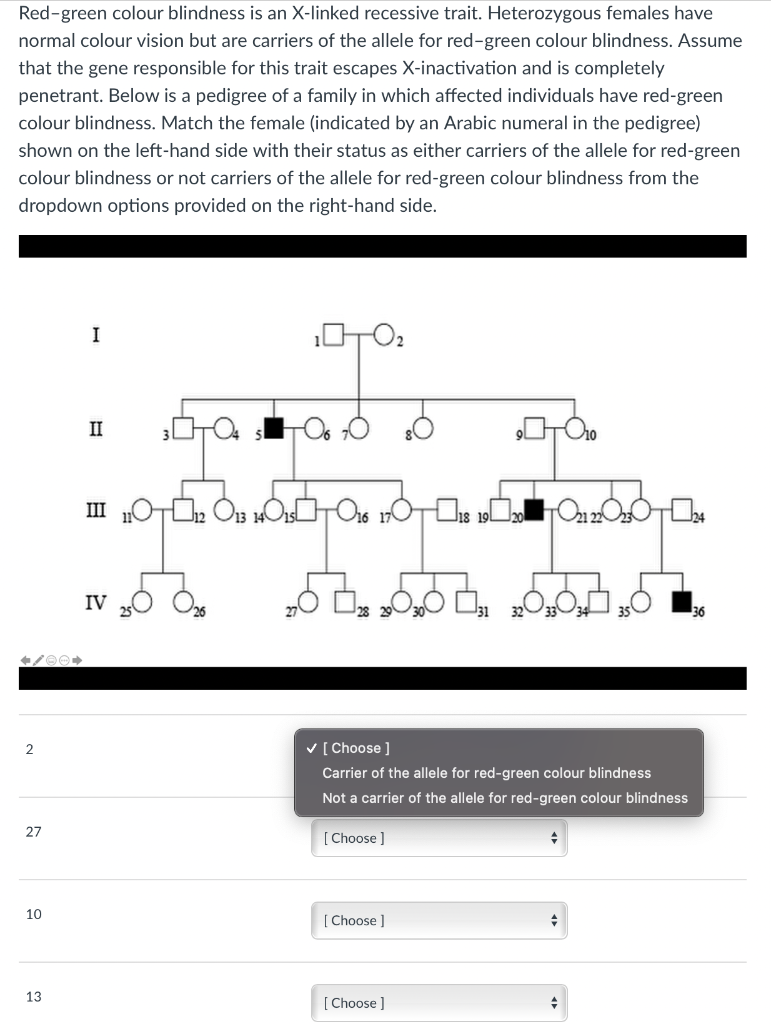 Solved Red-green colour blindness is an X-linked recessive | Chegg.com