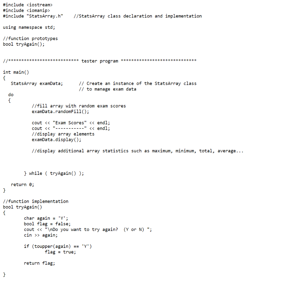 Solved 1. Download skeleton files StatsArray.h and | Chegg.com