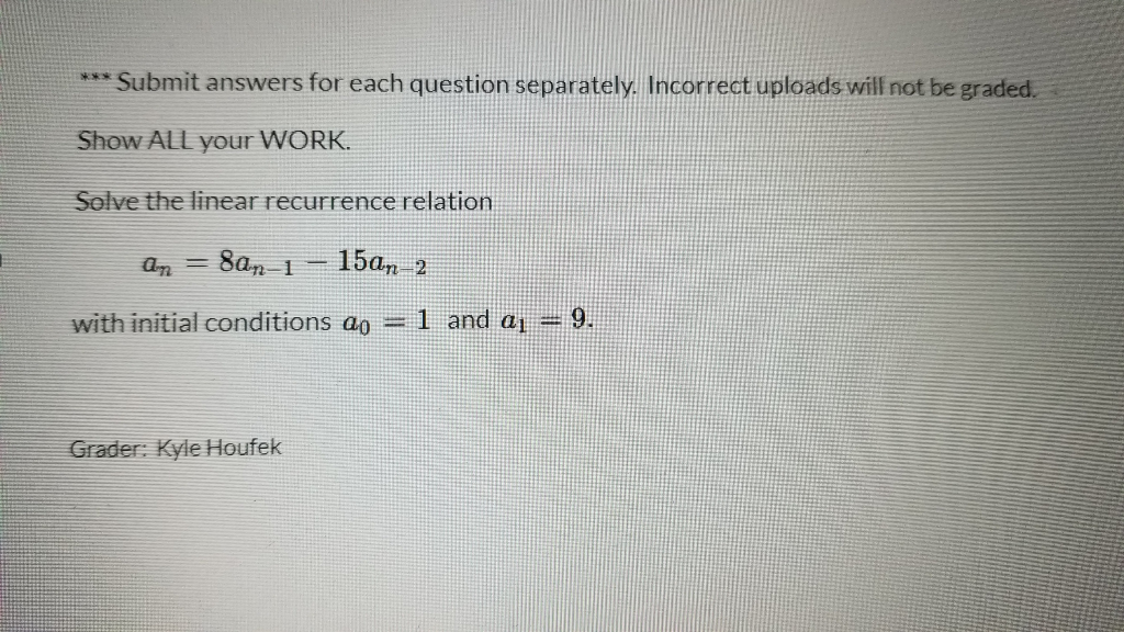Solved ** Submit answers for each question separately. | Chegg.com
