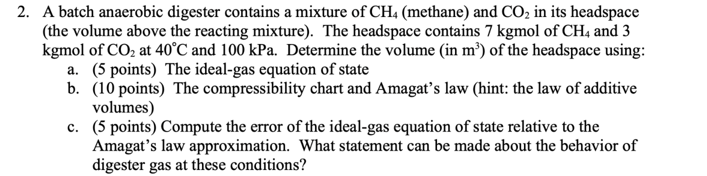 Solved 2. A batch anaerobic digester contains a mixture of | Chegg.com
