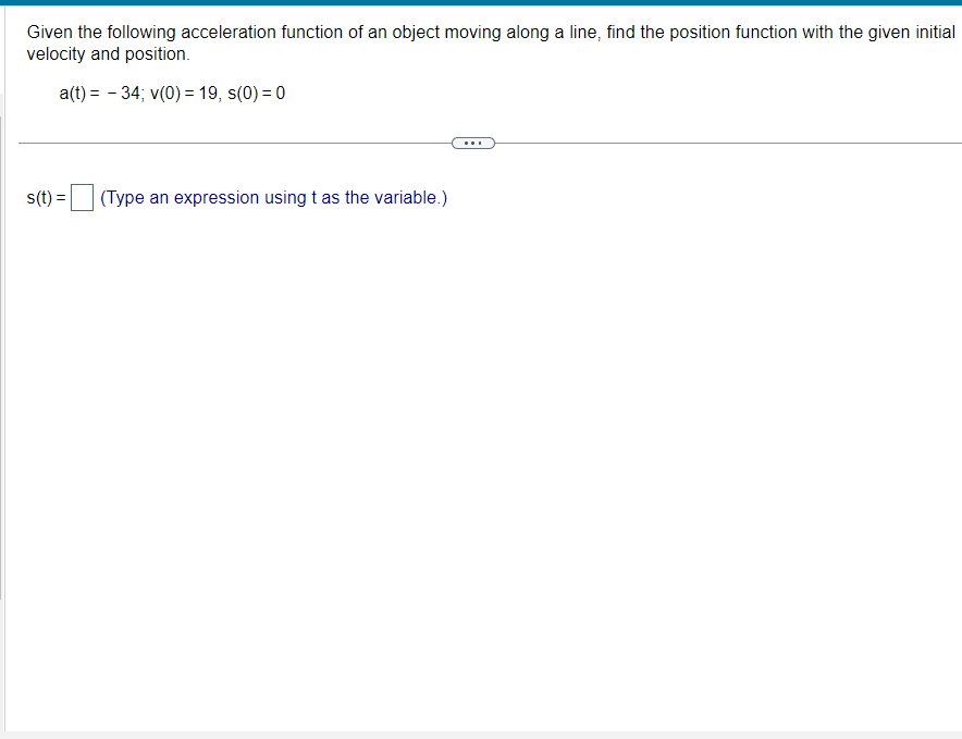 Solved Given the following acceleration function of an | Chegg.com