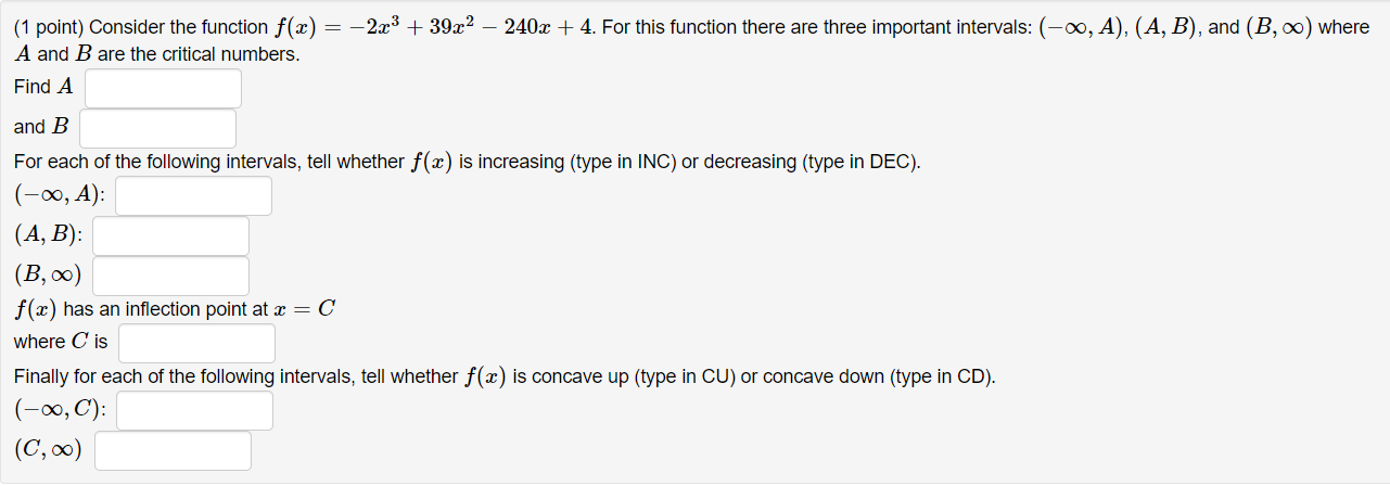 Solved ( 1 point) Consider the function | Chegg.com Solved ( 1 point) Consider the function | Chegg.com