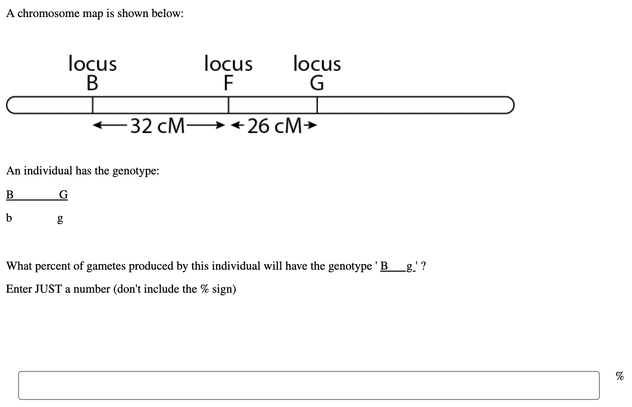 Solved A chromosome map is shown below: locus B locus F | Chegg.com
