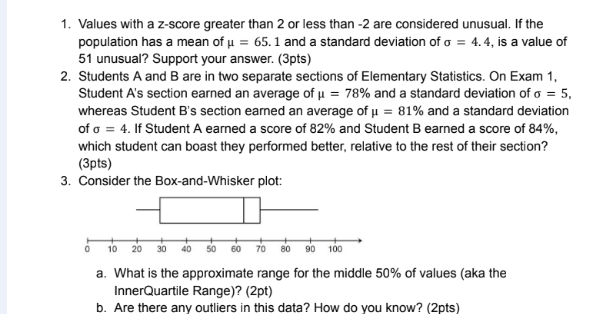 Solved Values with a z-score greater than 2 ﻿or less than -2 | Chegg.com