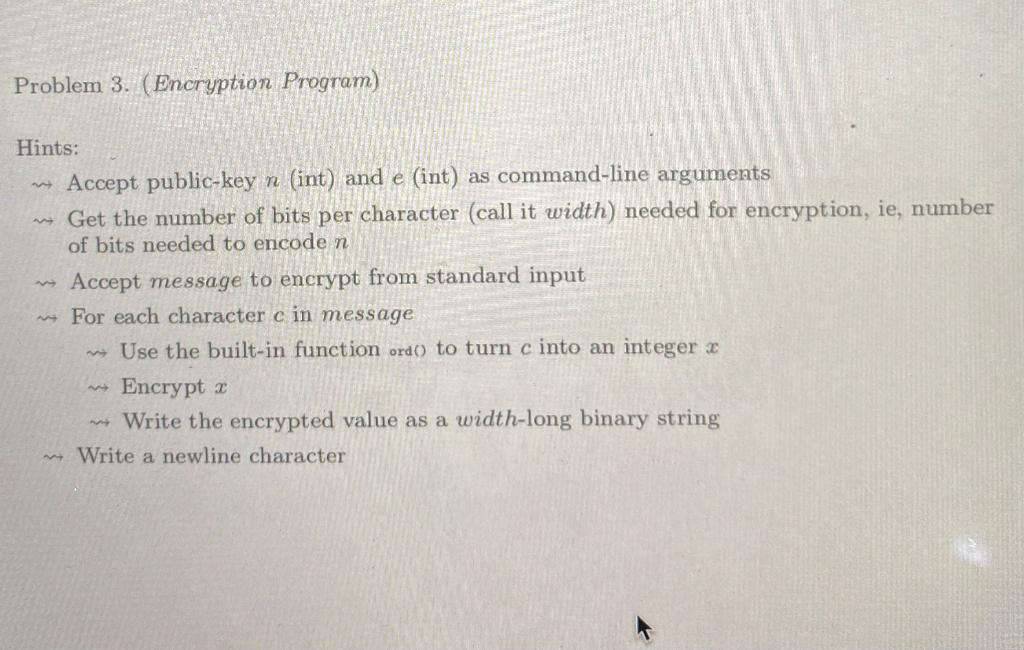 Project 4 Rsa Cryptosystem This Document Only 