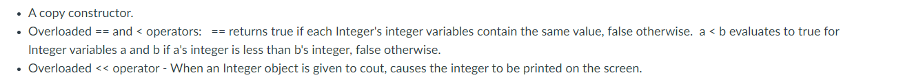 Solved • A copy constructor. • Overloaded == and