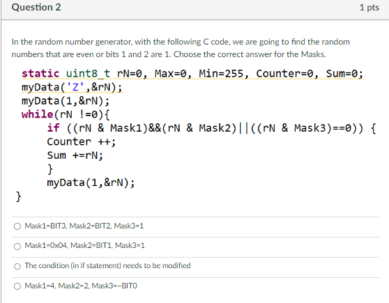 Solved In the random number generator, with the following C | Chegg.com