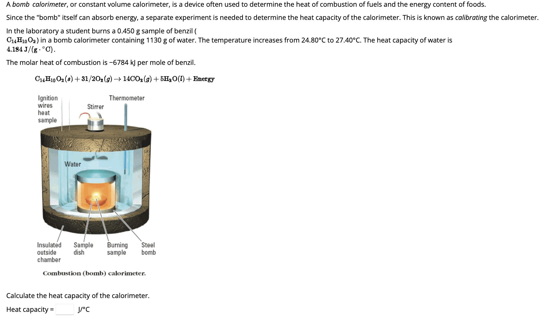 Solved A bomb calorimeter, or constant volume calorimeter, | Chegg.com